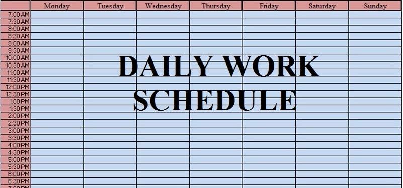 9 Excel Daily Schedule Template Template Guru