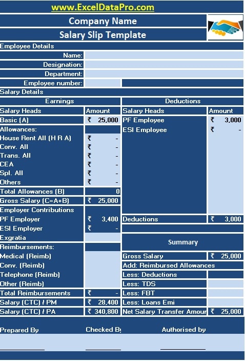 Download Corporate Salary Slip Excel Template ExcelDataPro