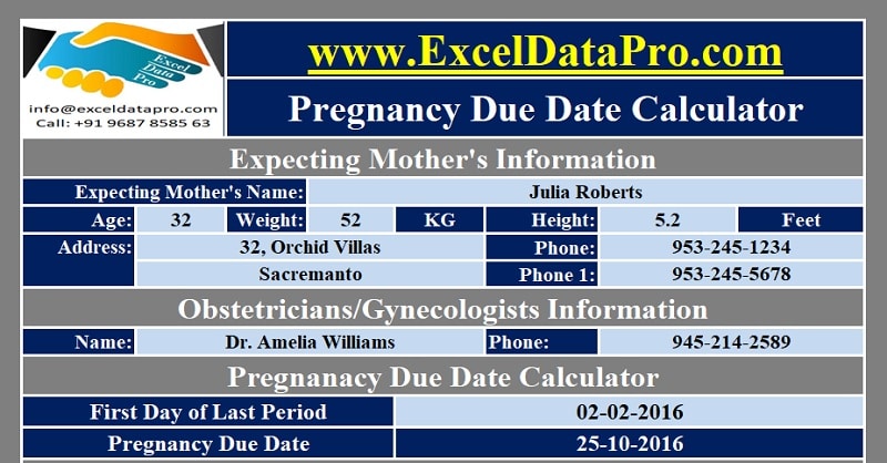 Download Pregnancy Due Date Calculator Excel Template ExcelDataPro