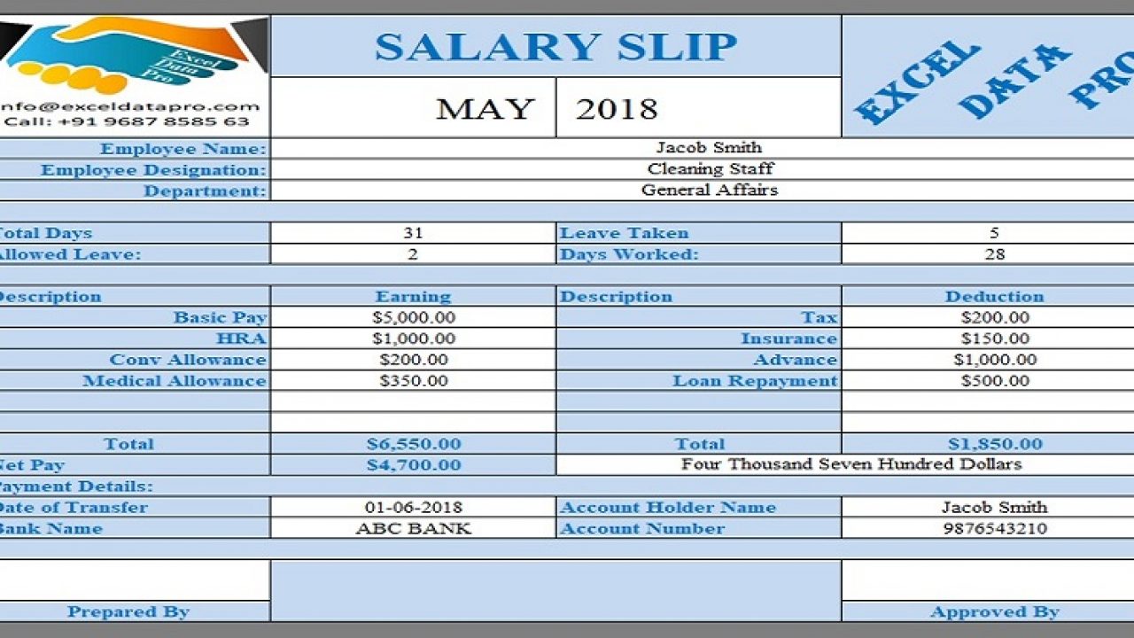 Online Salary Slip Format Planshon