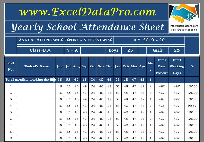 Excel Student Attendance Template Brewsapje