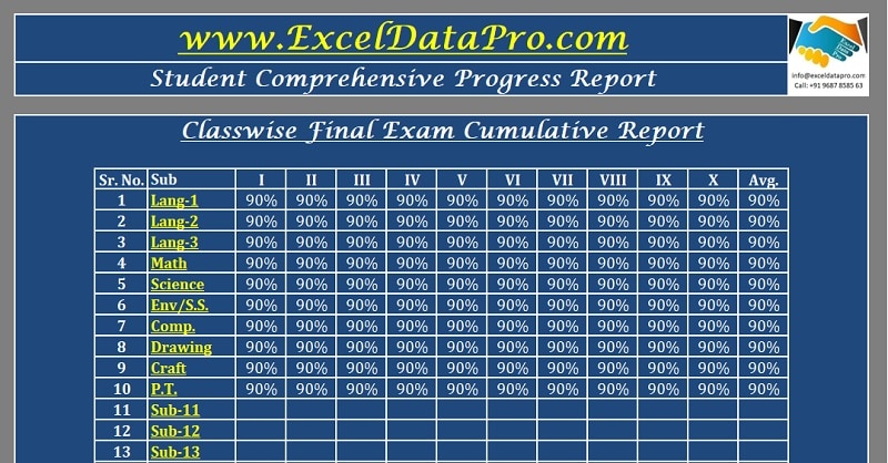 How To Make Student Progress Report In Excel