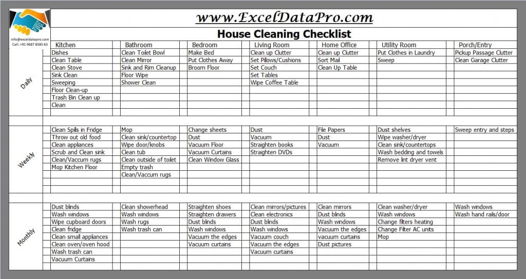 17 Cleaning List Template DocTemplates
